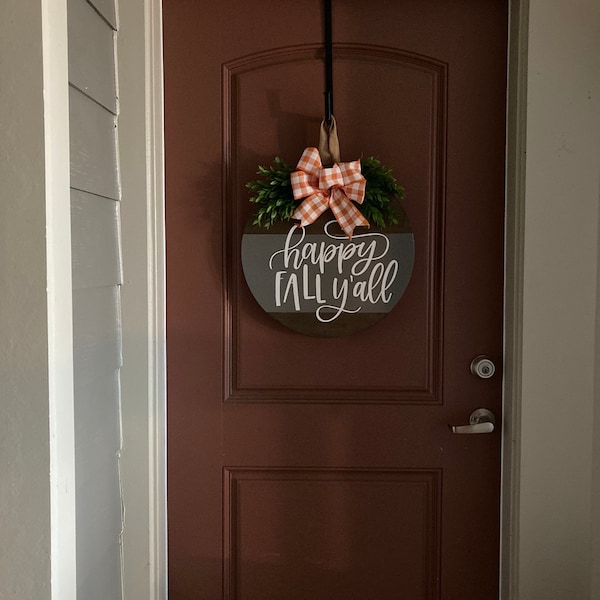 Fall Front Door Decor | Happy Fall Y'all | Fall Door Hanger | Fall ...