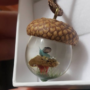 Acorn Necklace With Mushroom Frog Resin Jewelry Acorn - Etsy