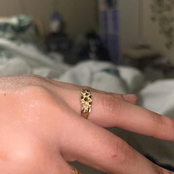 10k & 14k Solid Gold Vintage Nugget Smashing Band Ring Gift for Men ...