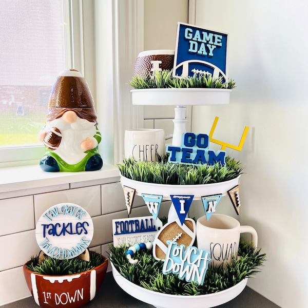 Football Tiered Tray| Game Day Tiered Tray Set | Football DIY Tiered ...