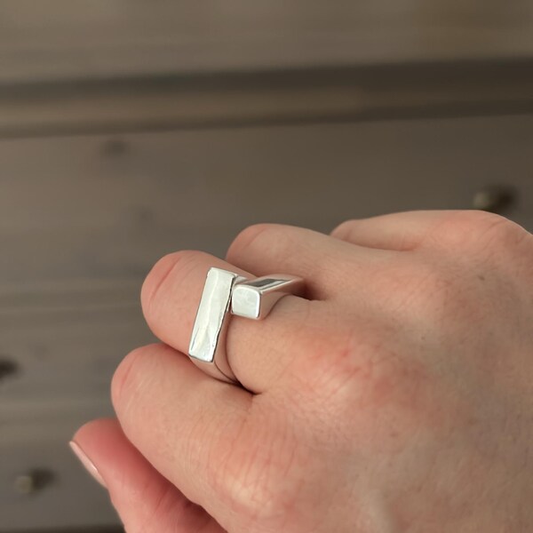 925 Sterling Silver Adjustable Ring | Hammered Ring | Textured Ring | Statement Bold Ring ...