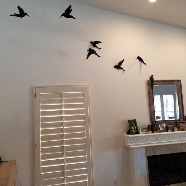 3D Papercraft Birds on Wall, DIY Paper Model Sculpture, Origami ...