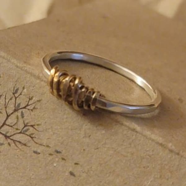 Spun Gold Ring - Silver and Gold Winding Ring Simple but Unique Mixed ...