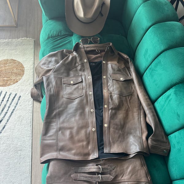 Men's Real Cow Leather Highway Police Uniform Breeches Cowhide Leather ...