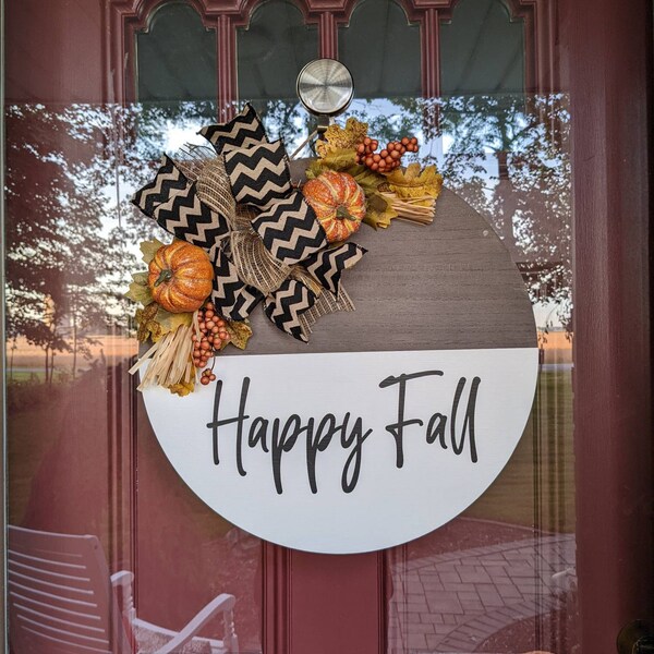 Hello Fall, Fall Door Hanger, Pumpkin Door Sign, Fall Decor, Front Door ...