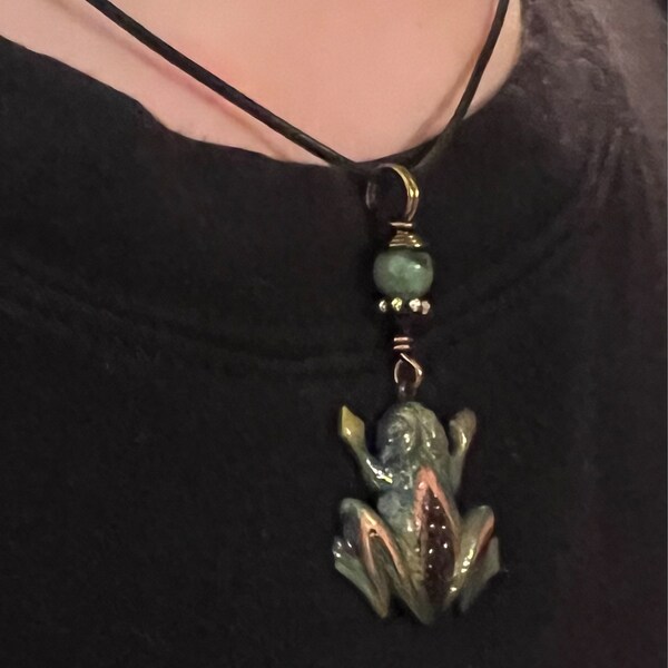 Frog Necklace Copper Pendant Necklace Flame Colored Frog Jewelry Frog ...