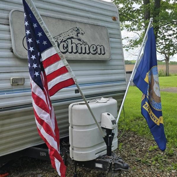 Camper Double Flag Pole Mount - RV Flag Holder - Freedom Jack - Etsy