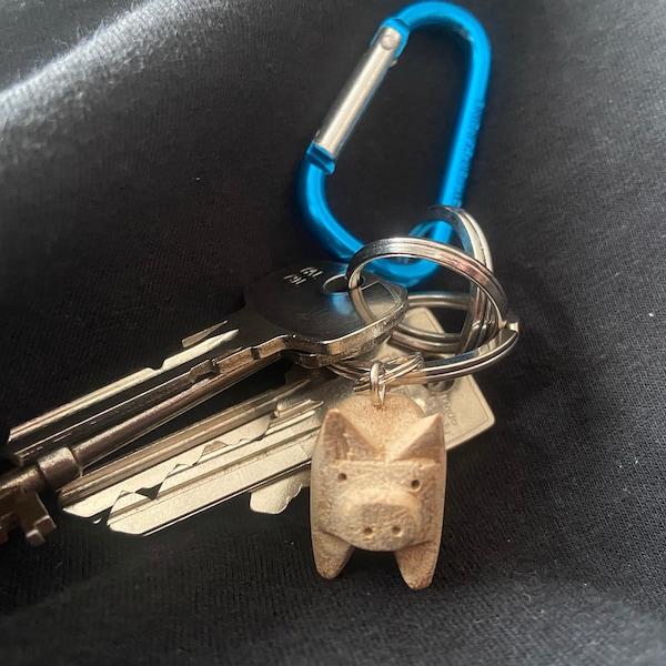 Handmade Wooden Little Pig Keyring Key Fob Unique Gift Wedding Animal ...