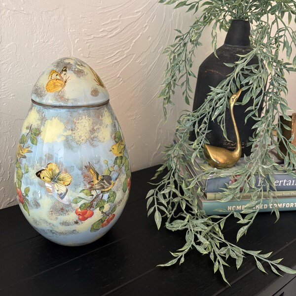 Vintage Black Glaze Pottery Vase, Flat Vase, Ripple Oval Design, Rubber ...