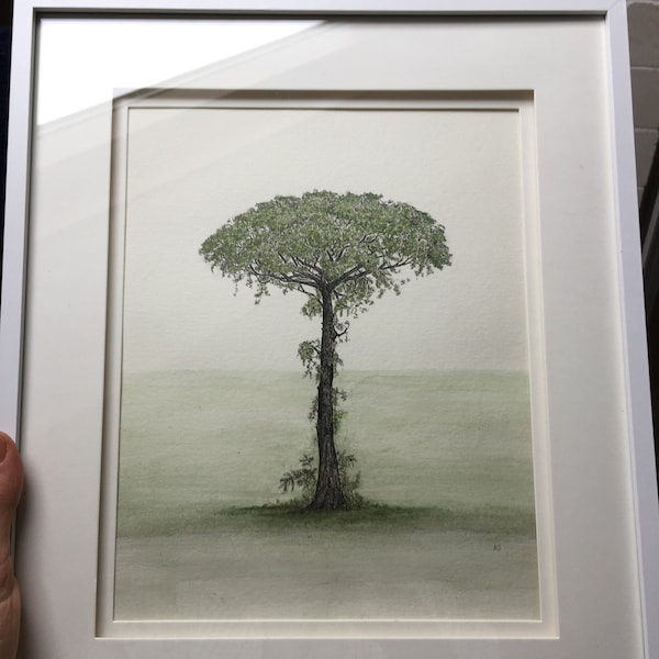 Olive Tree Original Artwork. Black and White, Beautiful Old Tree. Hand ...