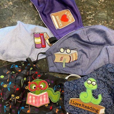 Bookworm Book Lover Reading School Embroidered Iron on Applique Patch ...