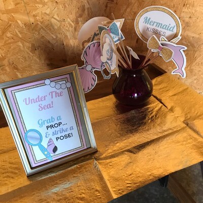 Mermaid Photo Props OVER 50 Props INSTANT DOWNLOAD Birthday Under the ...