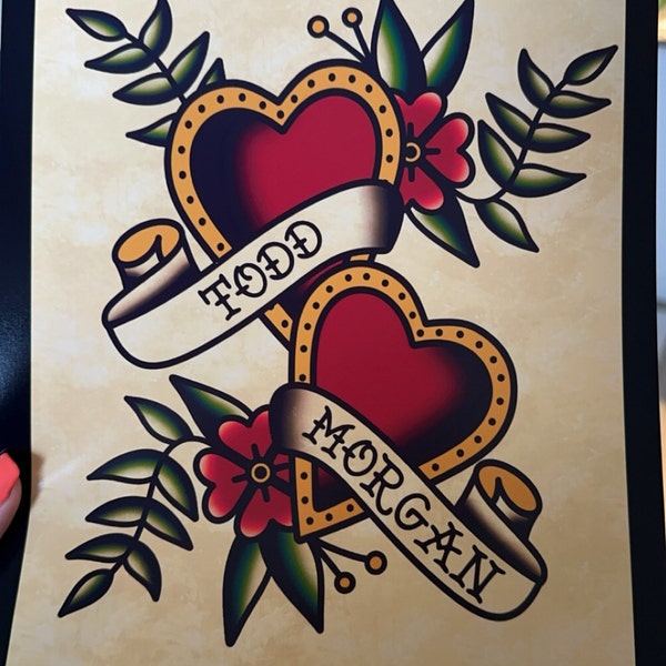 American Traditional Cowboy Tattoo Flash Art Print Etsy