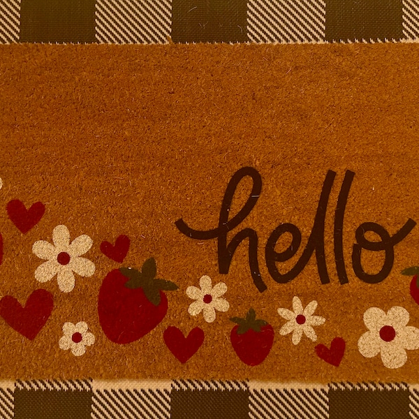 Strawberry Doormat Summer, Colorful Doormat for Spring, Strawberry ...