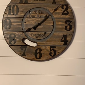 Farmhouse Wood Spool Wall Clock 20 to 36 IN Large | Etsy