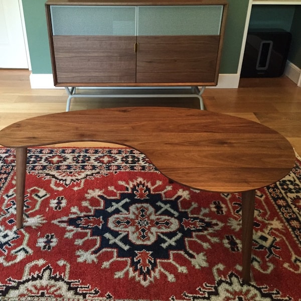 Kidney Bean Coffee Table - Medium Size, Walnut Hardwood - Etsy