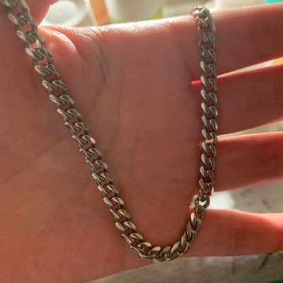 Cuban Titanium Thick Chain Necklace Men's Silver Choker Thick 9mm/11mm ...