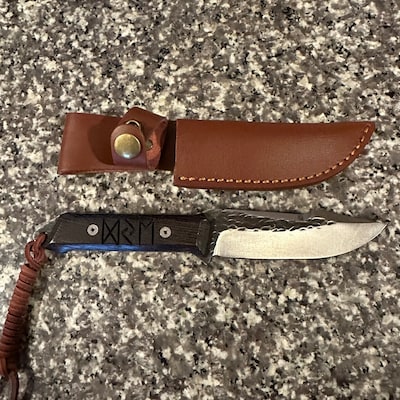 Hand-forged Steel Viking Knife With Custom Carved Runes and Leather ...