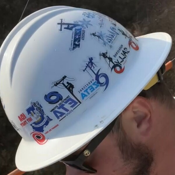 Florida Lineman Hard Hat Decal, FL State Outline With Flag and Lineman ...