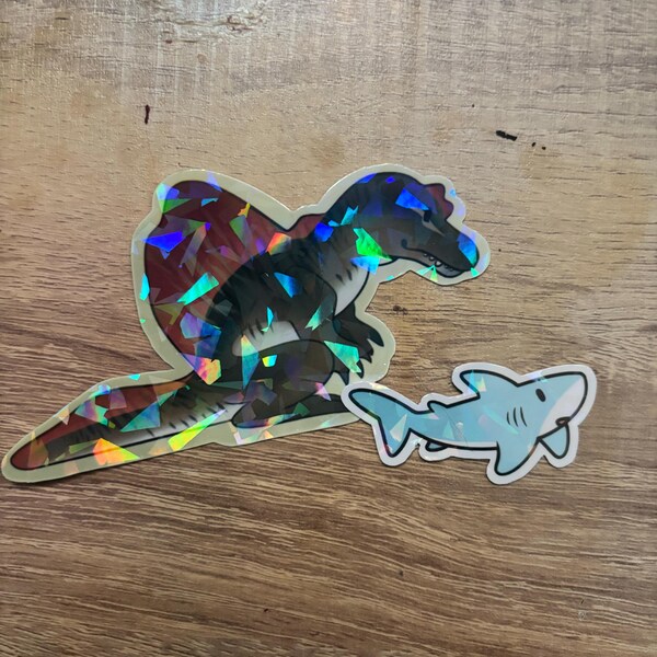 Spinosaurus Friends! - Chibi Holographic Vinyl Dinosaur Stickers - Etsy