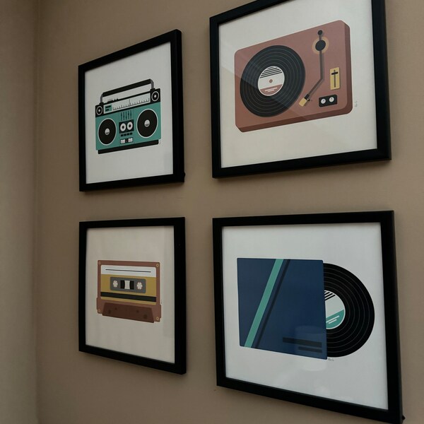 Set of 3 Music Posters - Piano, Guitar & Microphone - Gifts for ...