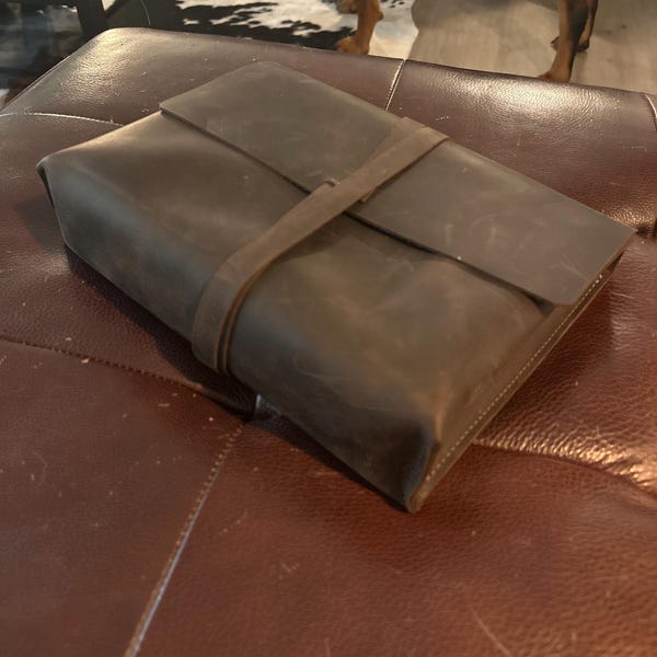 Leather Book Case, Book Sleeve for Big Books, Handmade Book Cover ...