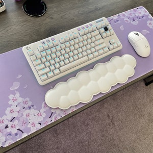 Purple Blossom Deskmat Cute, Pastel Purple Lilac Lavender Cherry Sakura ...