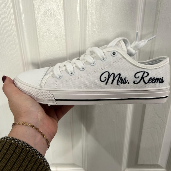 Personalized Bridal Shoes - Custom Sneakers for Wedding With Name ...