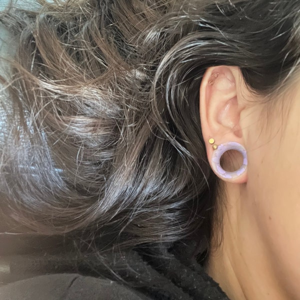 16PCS Lavender Soft Silicone Flesh Tunnels/design Shimmer Ear Plugs ...