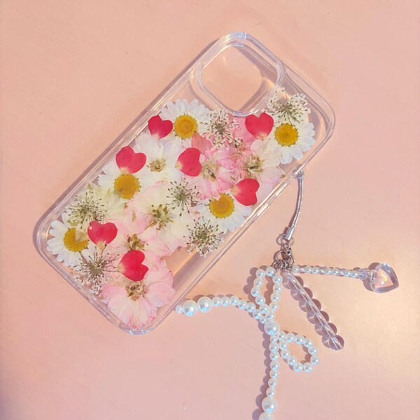 Blue Heart Flower Phone Charm, Phone Strap, Cute Keychains,phone ...