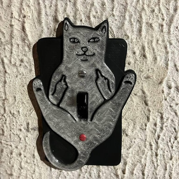 Funny Cat Middle Finger Light Switch Cover - Gag Gift - Unique Home ...