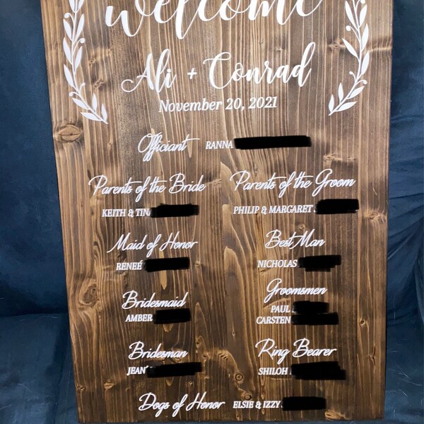 Bridal Party Sign | Wedding Program Sign |wedding Welcome Sign ...