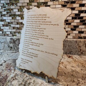 Wood Engraved Poem Custom Short Story or Poem With a Stand - Etsy