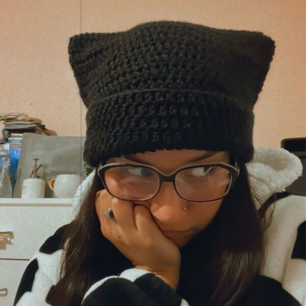 PATTERN - Cat Ear Striped Beanie Crochet Pattern - Etsy