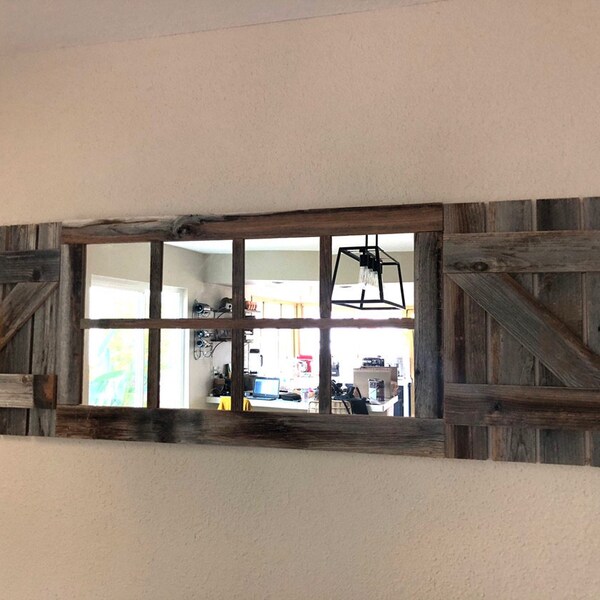 8 Pane Farmhouse Wall Decor Window Mirror - Rustic Window Mirror ...