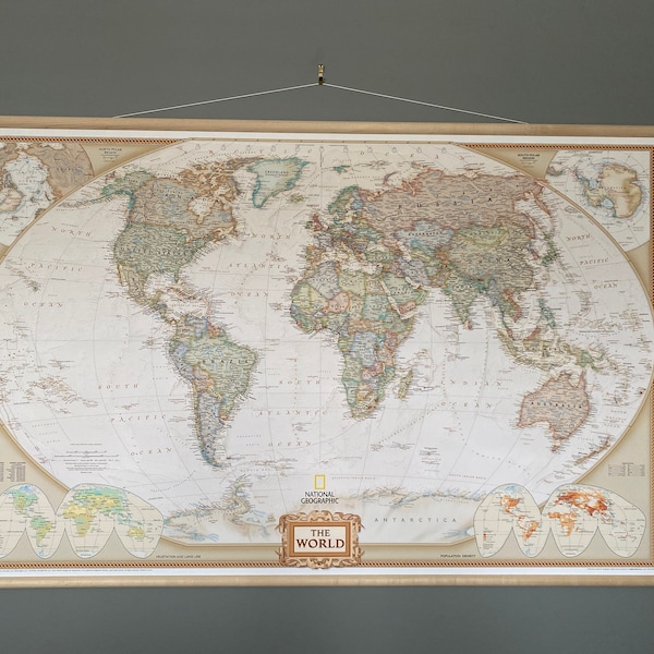 World Map Print: National Geographic Political Style (personalized ...