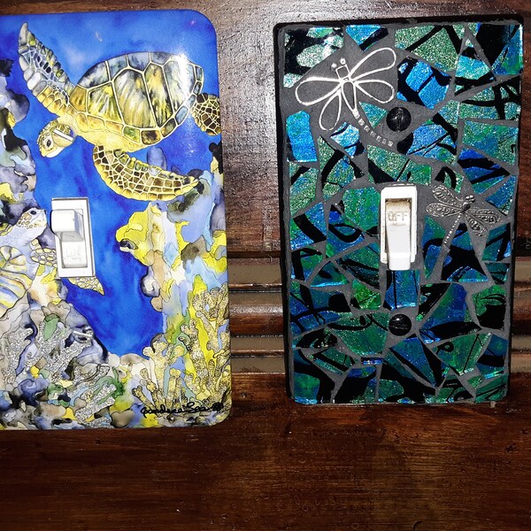 Silver Mosaic Glass Light Switch Cover: Handmade Wall Art - Etsy