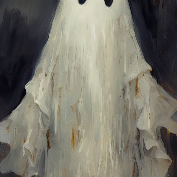 Ghost Painting PRINTABLE Art Print, Halloween Home Decor, Abstract Cute ...
