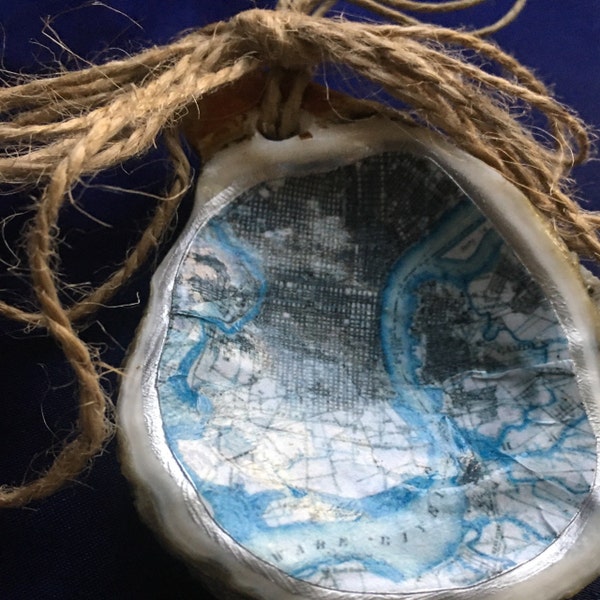 CUSTOM Oyster Shell Ornament With Personalized Map - You Pick the ...
