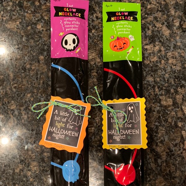 Halloween Glow Stick Tag - Glowstick Card Printable - Halloween Party ...