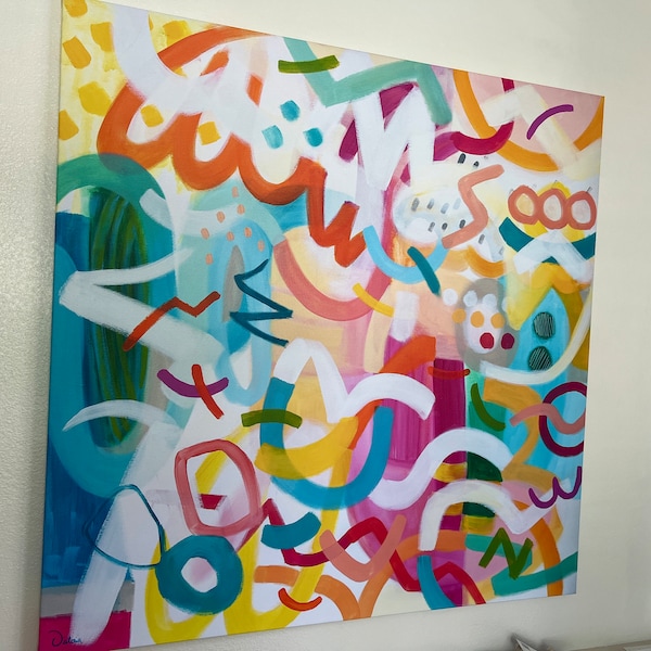 Abstract Prints Set, Set of 2 Large Prints, Joyful Multicolor Colorful ...