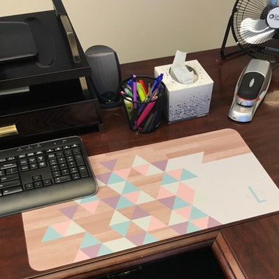 Pastel Triangle Wood Pattern Print Desk Mat W/ Custom Monogram 3 Sizes ...