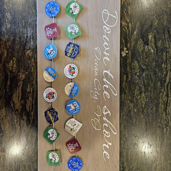 Custom Beach Badge and Beach Tag Holder Sign: Jersey Shore Keepsake ...