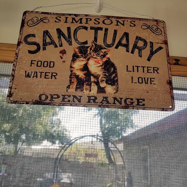 Personalized Cat Sanctuary Sign With Name Backyard Established Date Cat ...