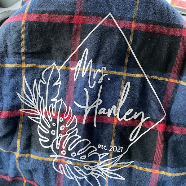 Custom Bride Flannel, Personalized Bridal Shirt, Wedding Morning Outfit ...