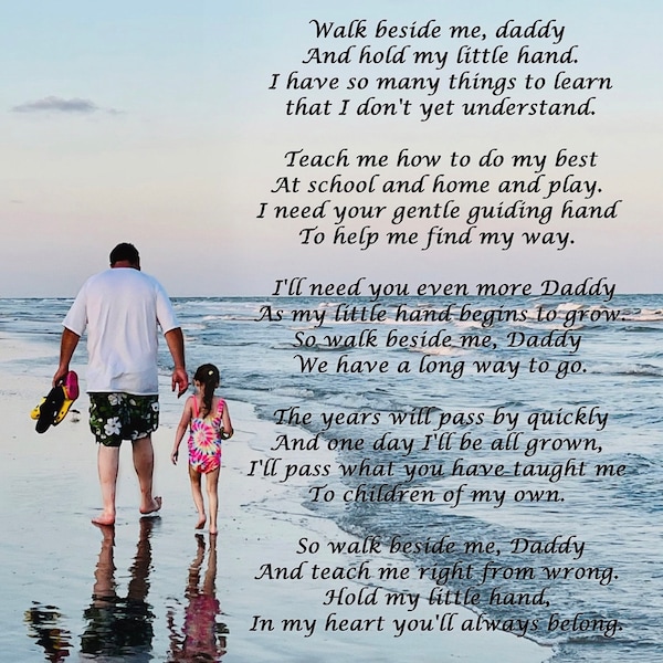 Walk With Me Daddy, Gift for Dad, Father's Day Canvas, Custom Father’s ...