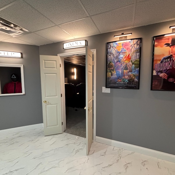 Art Deco Vintage Style Matinee Home Theater Decor Art Entrance Sign Man ...