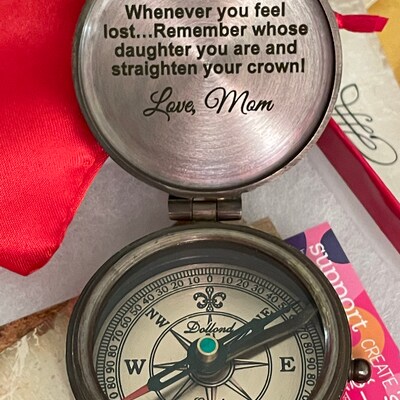 Engraved Gold Navigation Compass Weddings, Anniversaries, Birthdays ...