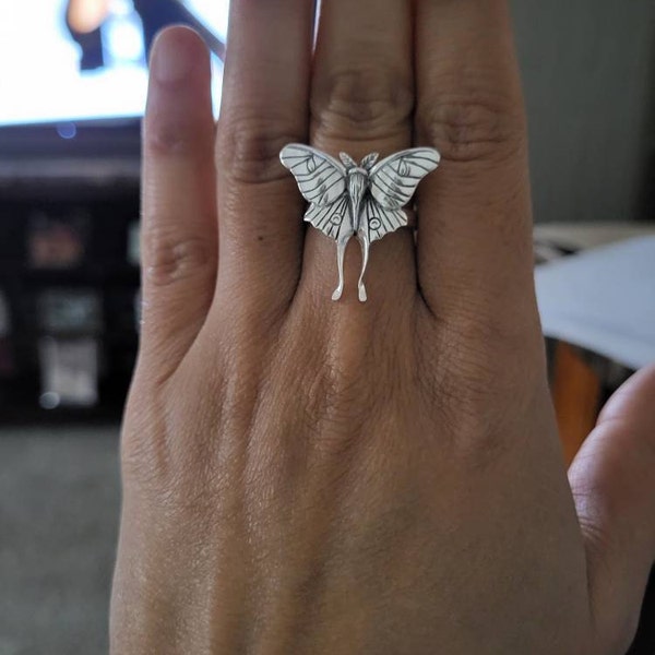 Luna Moth Ring, Moth Ring, Sterling Silver Ring, Silver Moth Ring, Luna ...