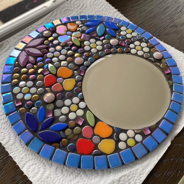 20cm Flower Mirror Black Grout Mosaic Kit Make Your Own Mosaic DIY ...